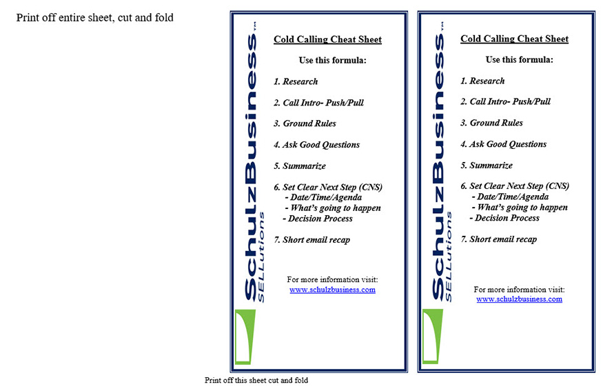 Cold Calling | Schulz Business